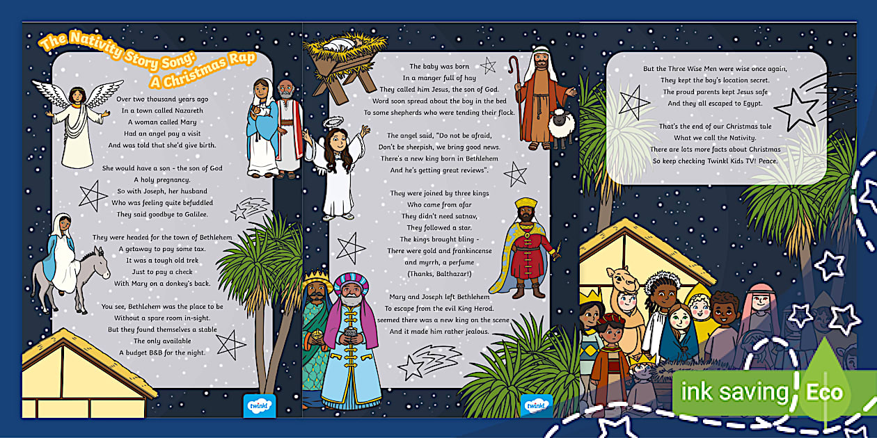 The Nativity Story Song: A Christmas Rap Lyrics - Twinkl