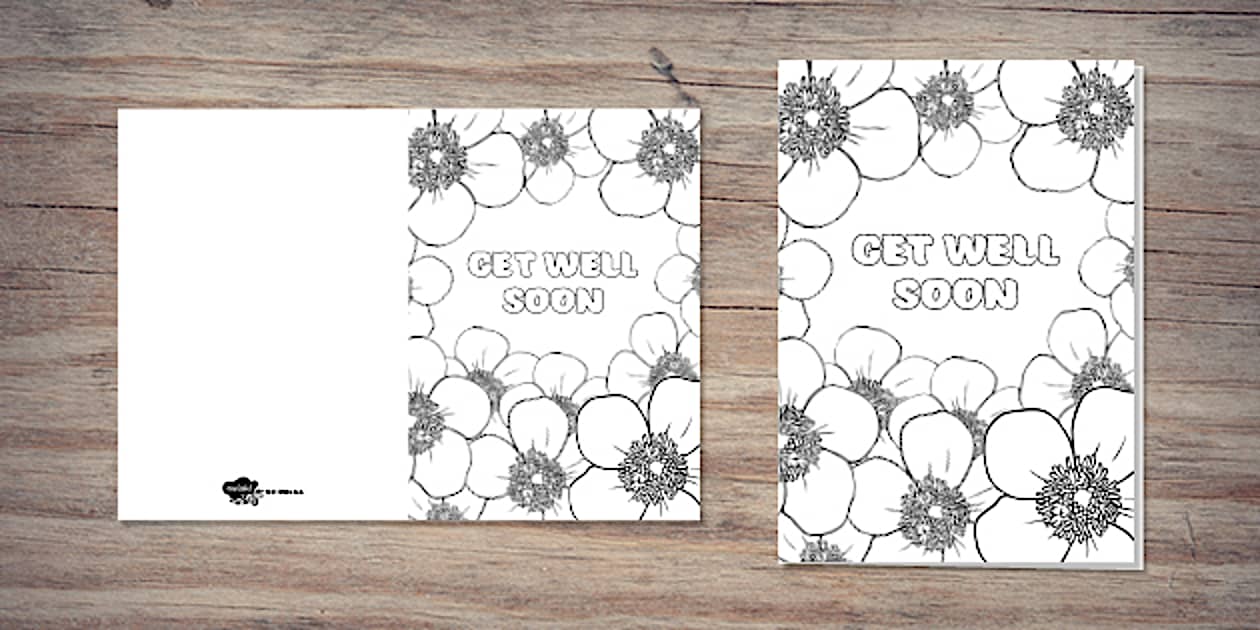 Buttercup Get Well Soon Colouring Card | Twinkl Party