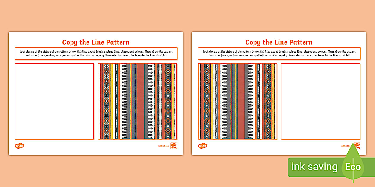 Copy the Line Pattern Worksheet (Teacher-Made) - Twinkl