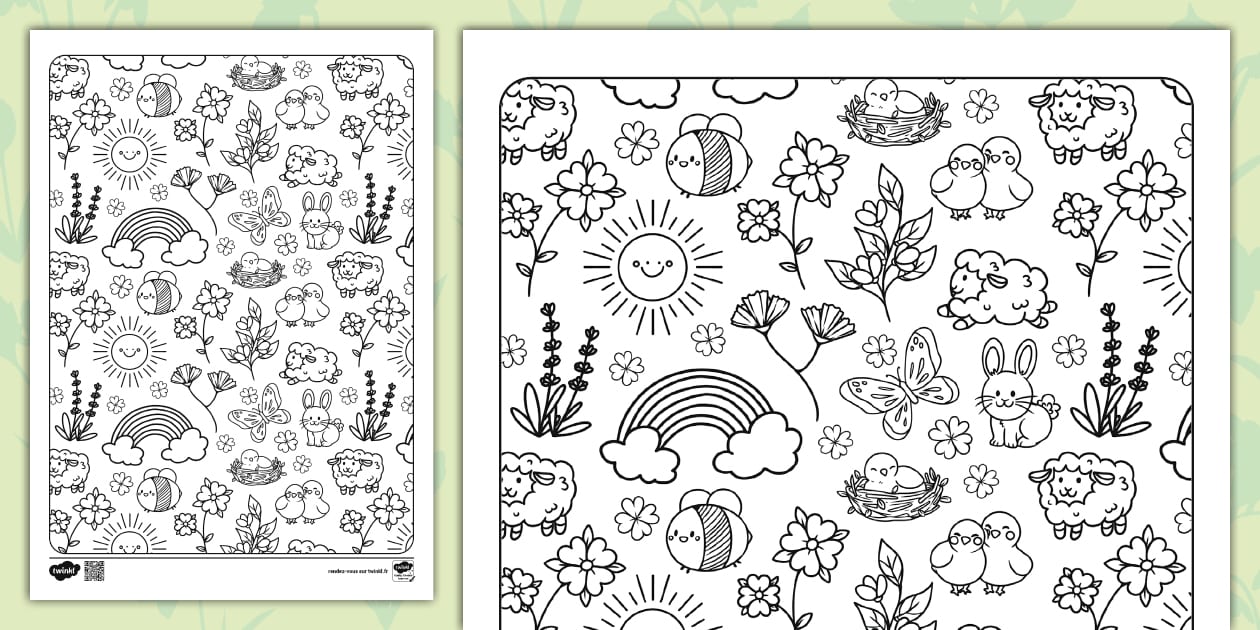 Feuille de coloriage : Le printemps (teacher made) - Twinkl