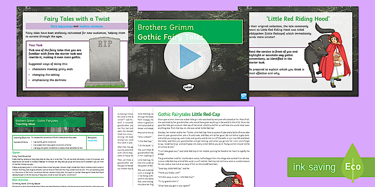 Brothers Grimm Gothic Fairy Tales Third Level Resource Pack