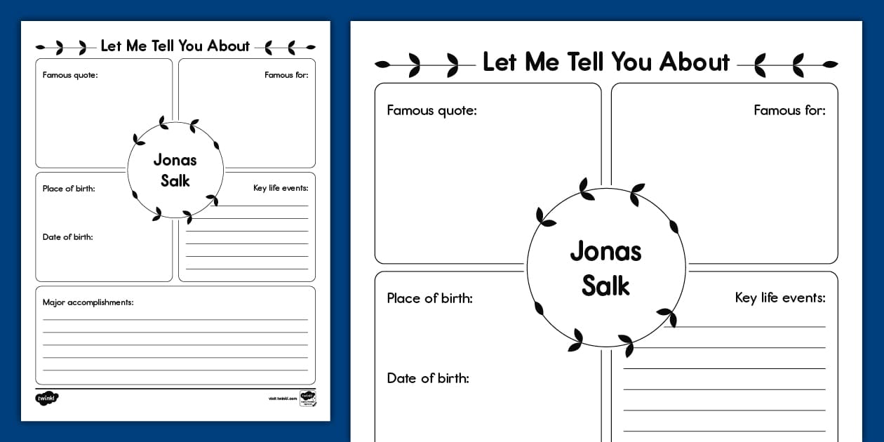 Let Me Tell You About Jonas Salk Biography Worksheet