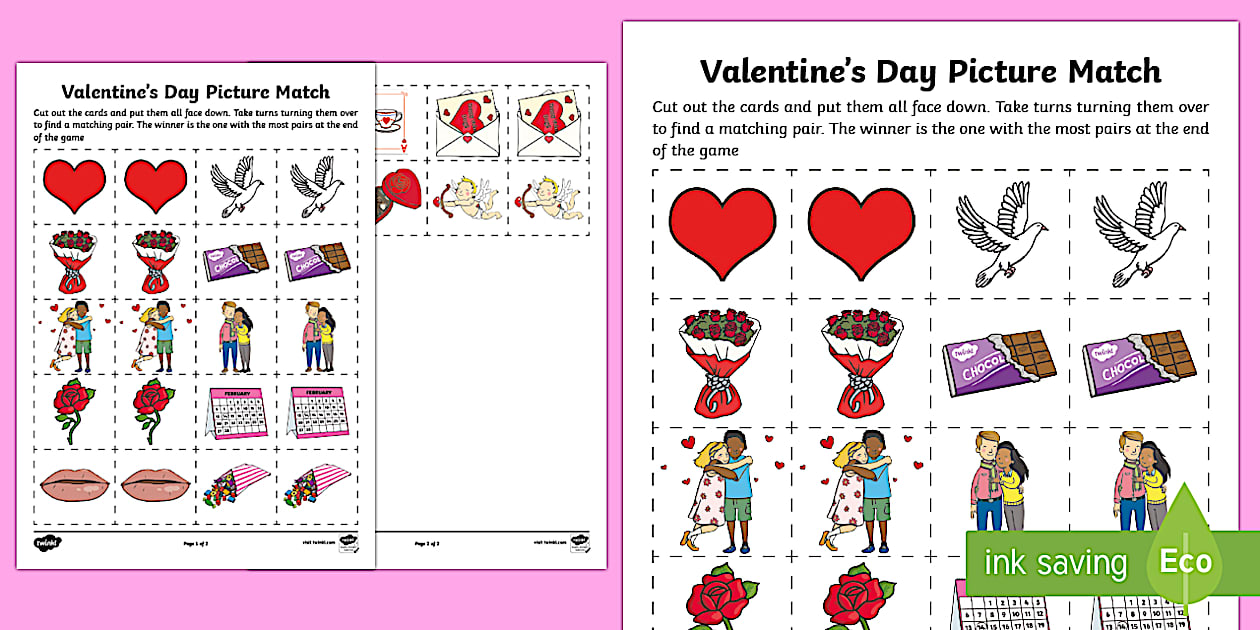 Canada Valentine's Day Matching Cards - Twinkl