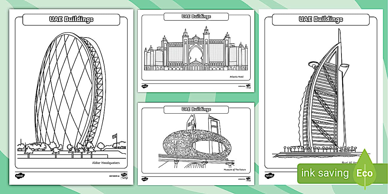 UAE Buildings Colouring Sheets (teacher made) - Twinkl