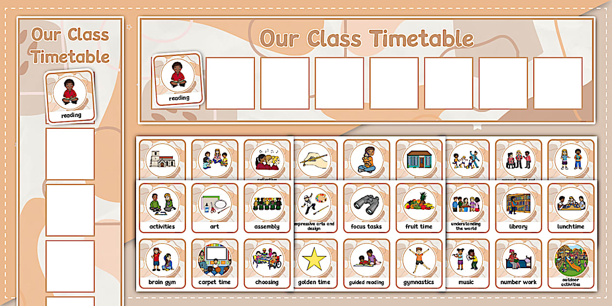 Neutral Balance Visual Display Timetable (teacher made)