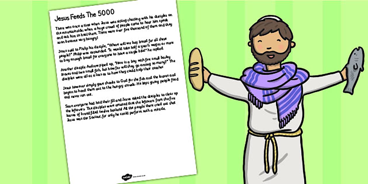 Jesus Feeds the 5000 Bible Story Print Out - Twinkl