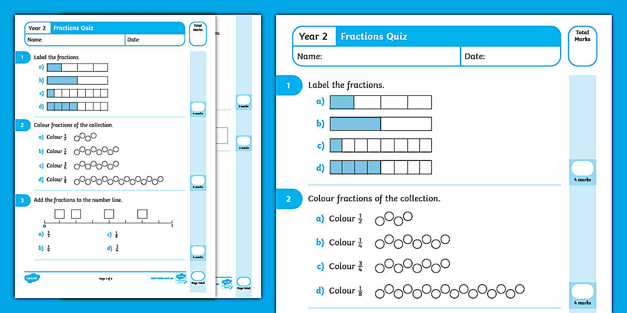 Year 2 Fractions Assessment Sheet (öğretmen yaptı)