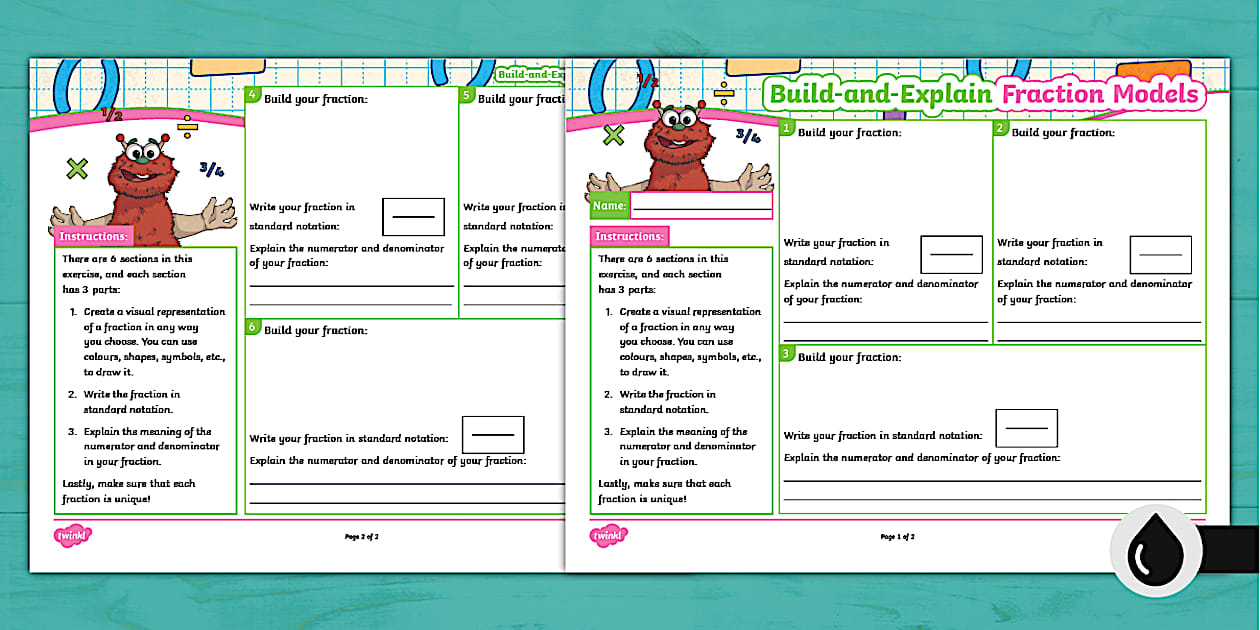 Build-and-Explain Fraction Models Activity Sheet - Twinkl