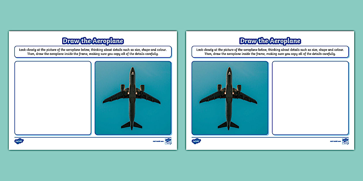 Draw the Aeroplane Worksheet (teacher made) - Twinkl