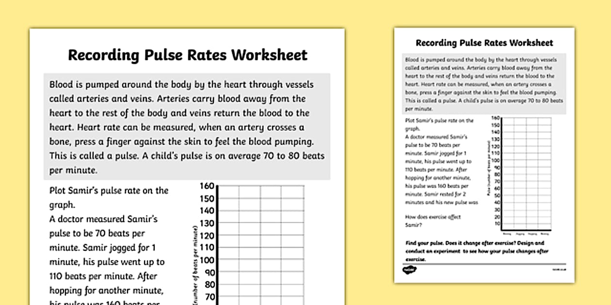 Recording Pulse Rates Worksheet (teacher made) - Twinkl
