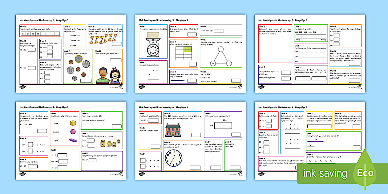 Matiau Gweithgaredd Mathemateg yr Hydref, Blwyddyn 3