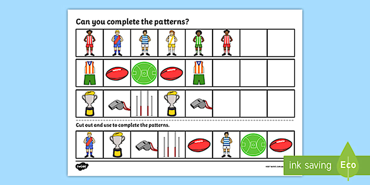 AFL Complete the Pattern Worksheets (teacher made) - Twinkl