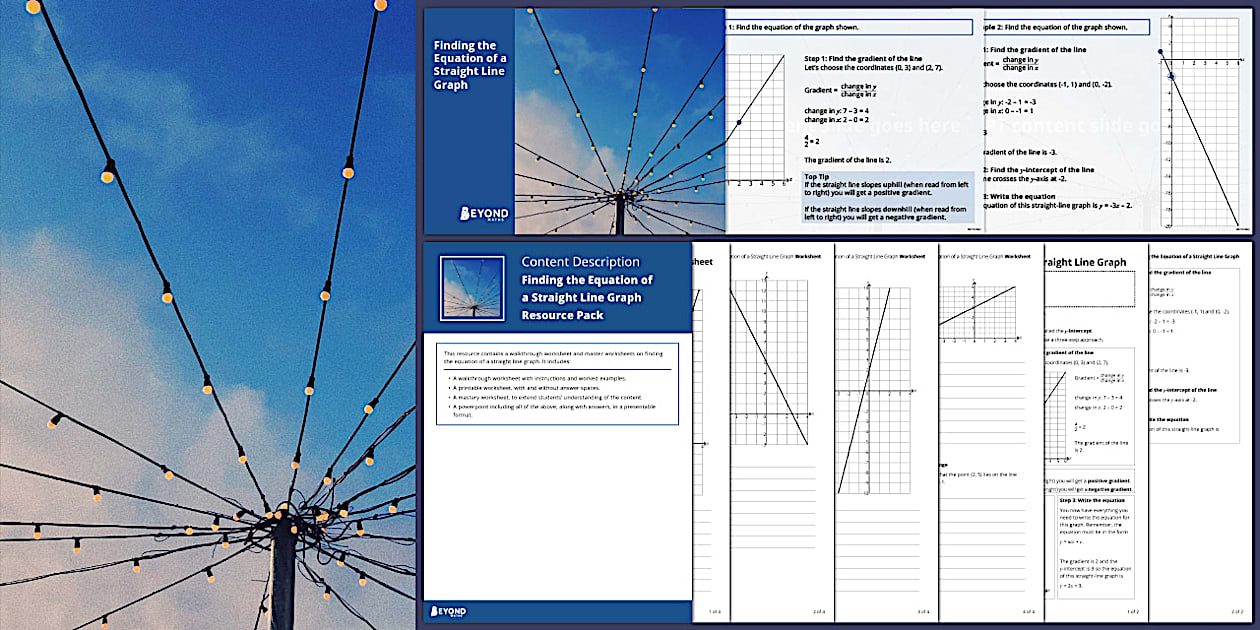 Straight Line Graph Equation Resource Pack Beyond Maths