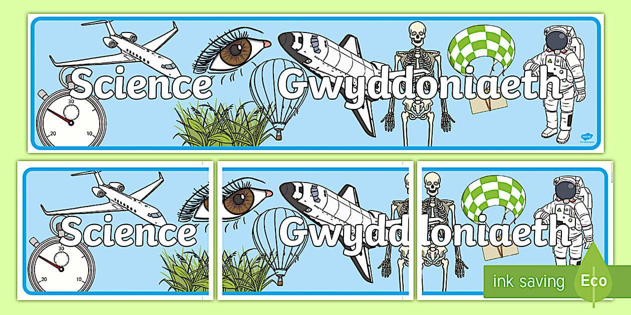 Science Display Banner English/Welsh (teacher made) - Twinkl