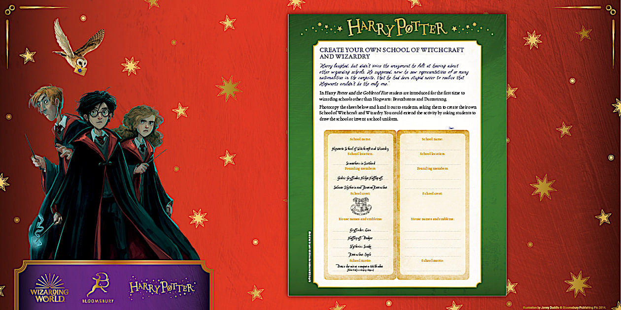 FREE! - Harry Potter: Magical School Profile Worksheet Ages 7-11