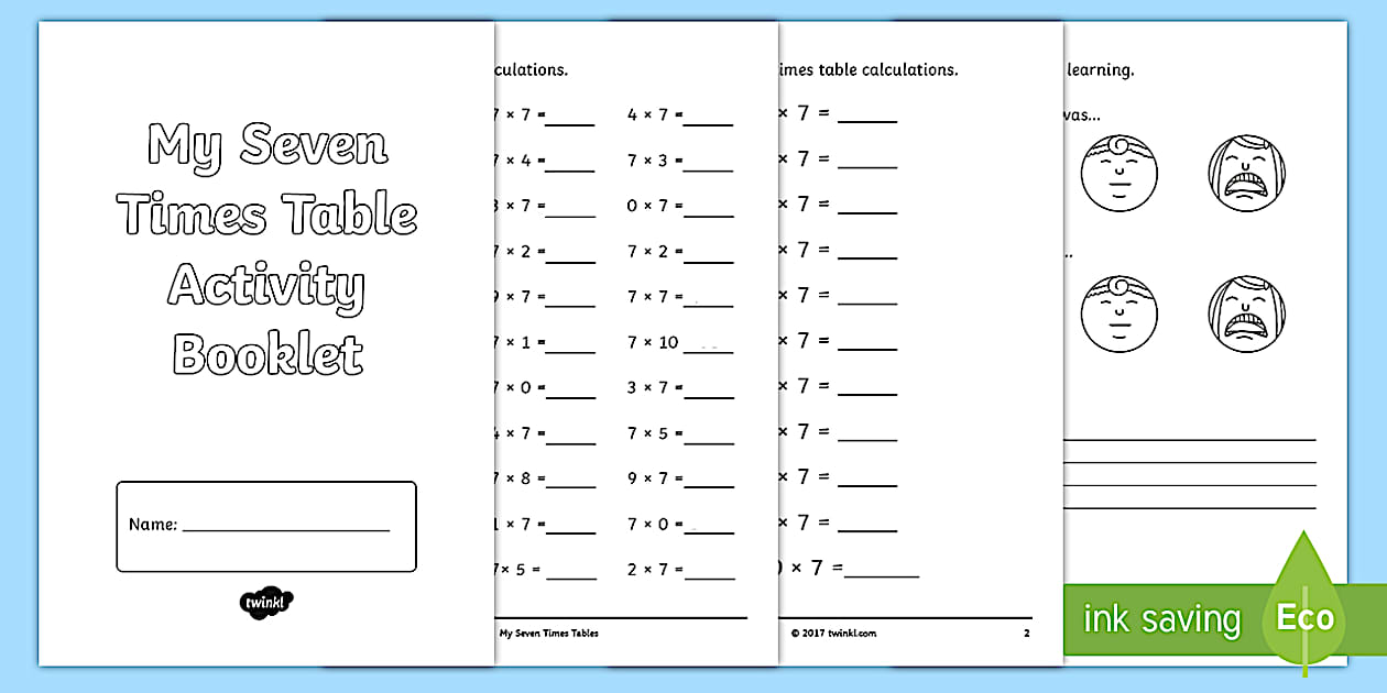 Editable Seven Times Table Activity Booklet - Twinkl