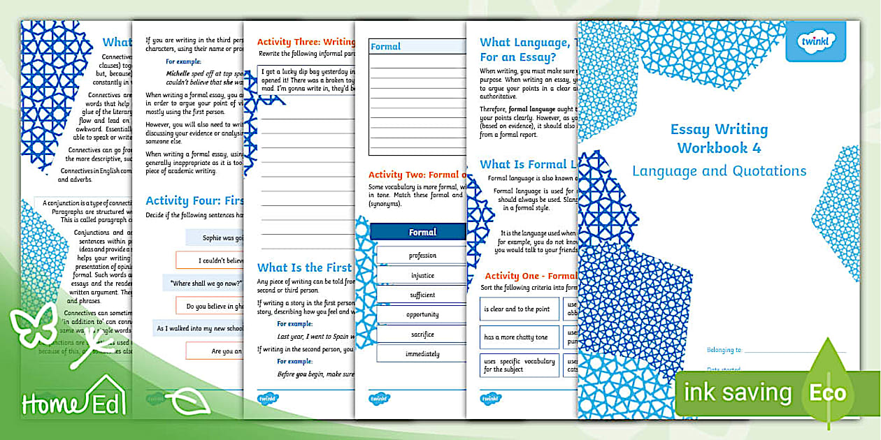 Essay Writing Skills Workbook 4: Language and Quotations