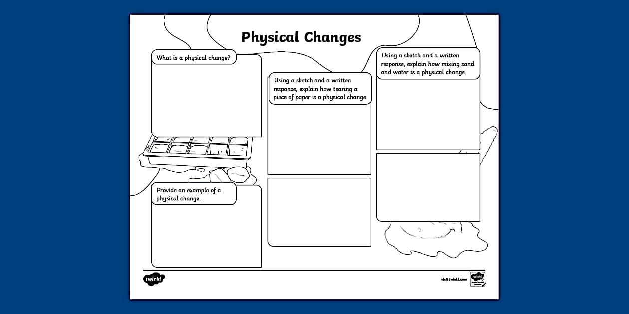 Physical Changes Mind Map Worksheet for 6th-8th Grade