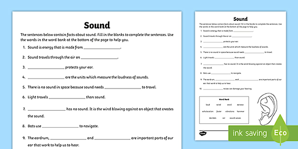 Sound Cloze Activity Worksheet (teacher made) - Twinkl