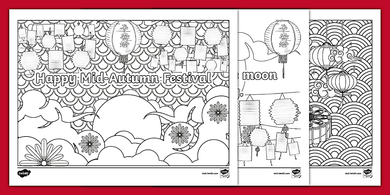Mid-Autumn Festival Lantern Mindfulness Coloring Sheets