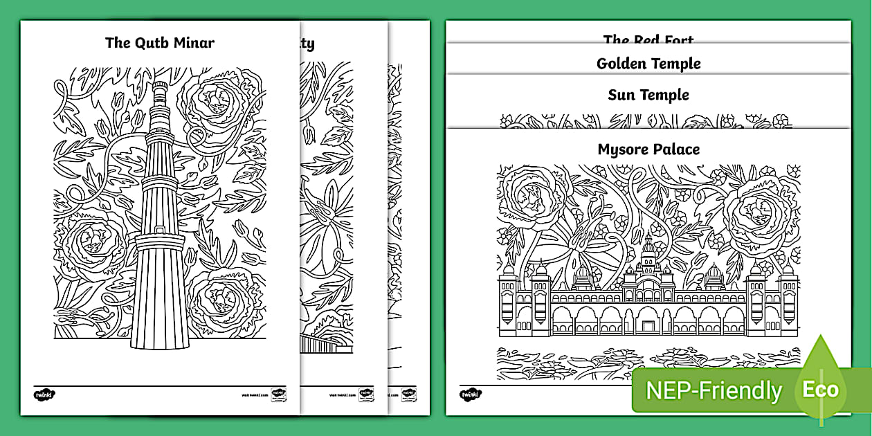 Indian Landmarks Mindfulness Colouring