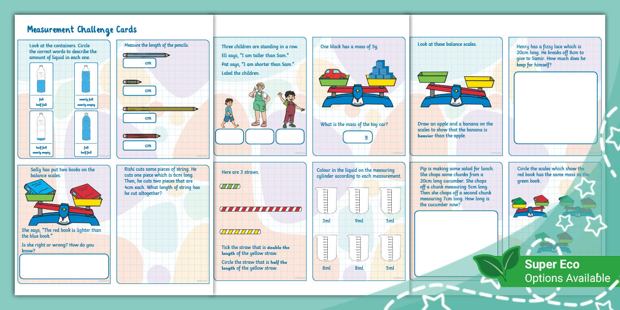 Measurement Challenge Cards (Ages 5 - 6) (teacher made)