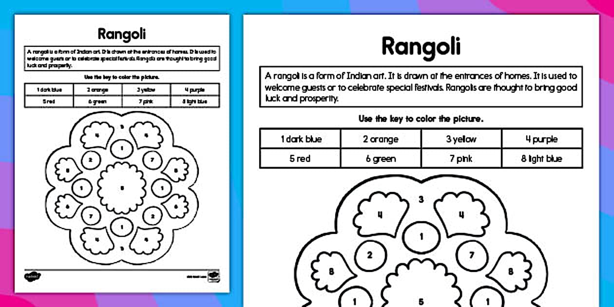 Rangoli Color by Number Worksheet – Twinkl USA - Twinkl