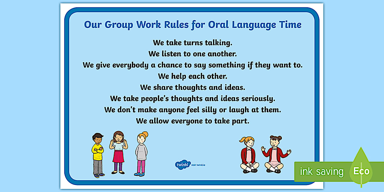 Our Group Work Rules for Oral Language Time Display Poster