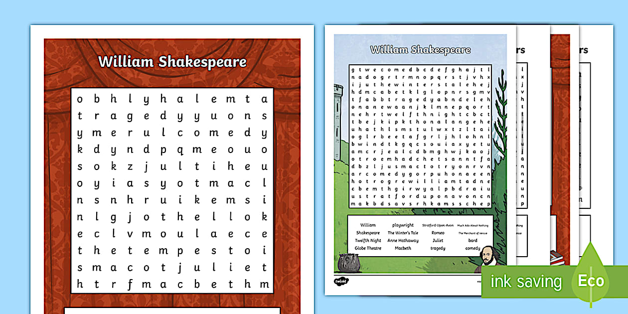 Shakespeare Word Search - William Shakespeare - KS2 English
