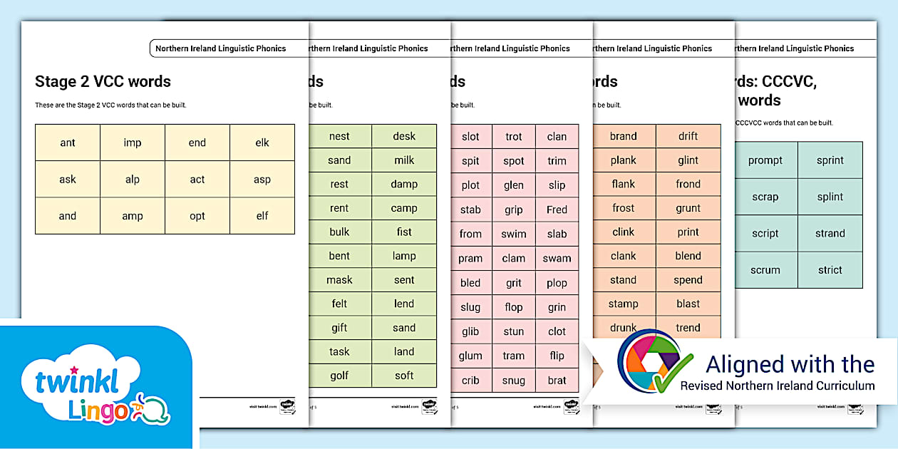 Word bank for Stage 2 Linguistic Phonics