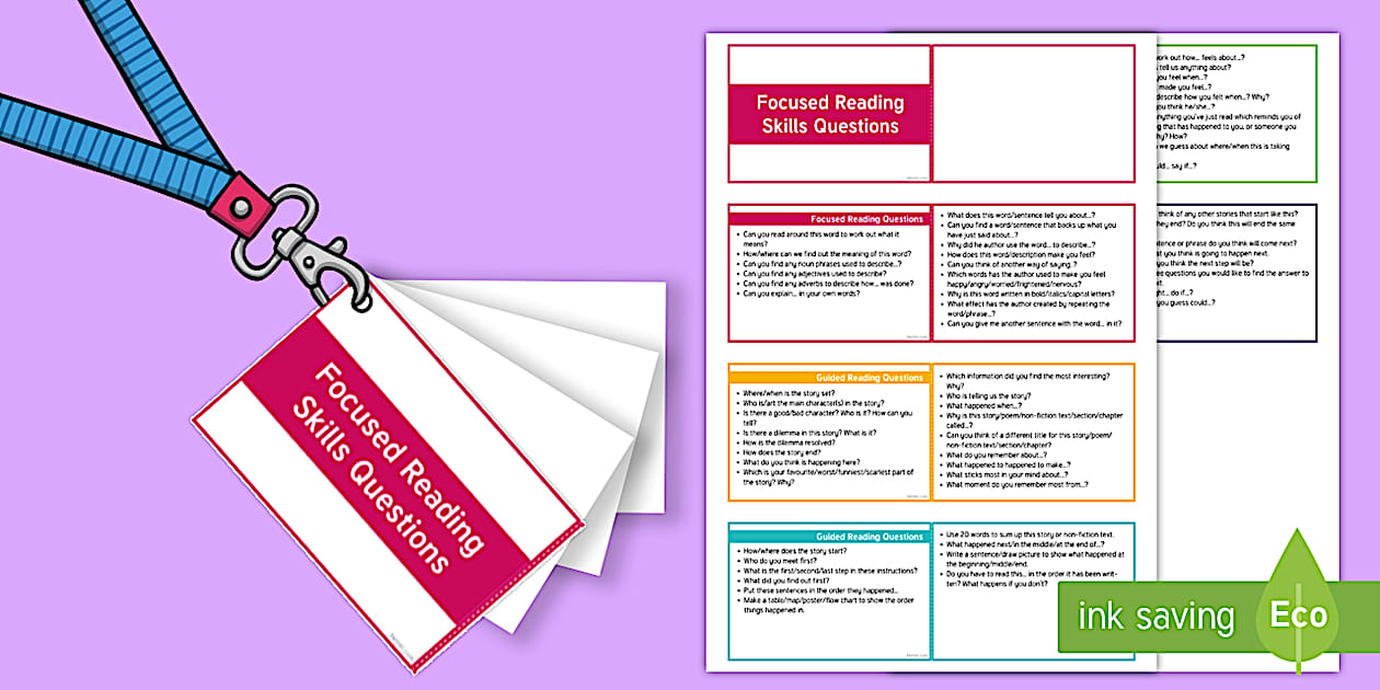 KS1 Focused Reading Skills Questions Lanyard Inserts