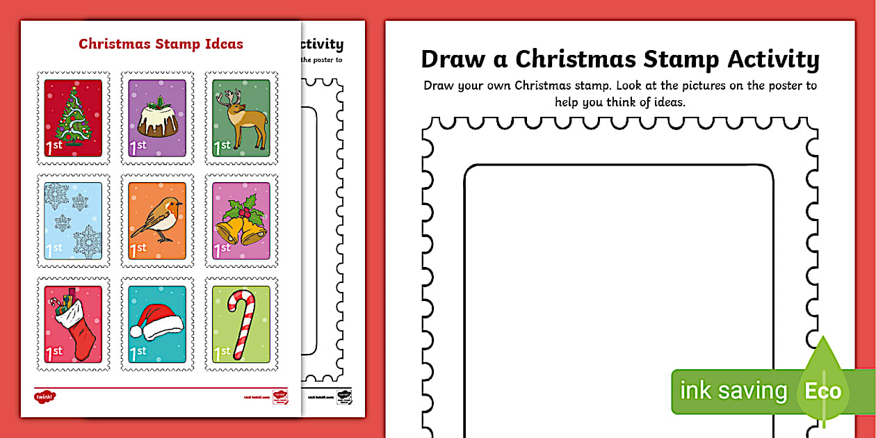 Draw a Christmas Stamp Poster and Activity (Teacher-Made)