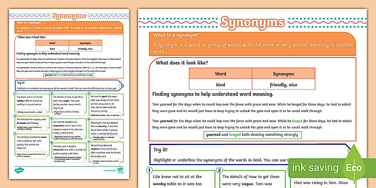 Making Sense with Synonyms (Teacher-Made) - Twinkl