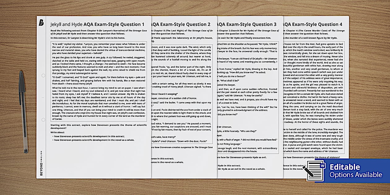 Jekyll and Hyde AQA-style GCSE English Literature Questions