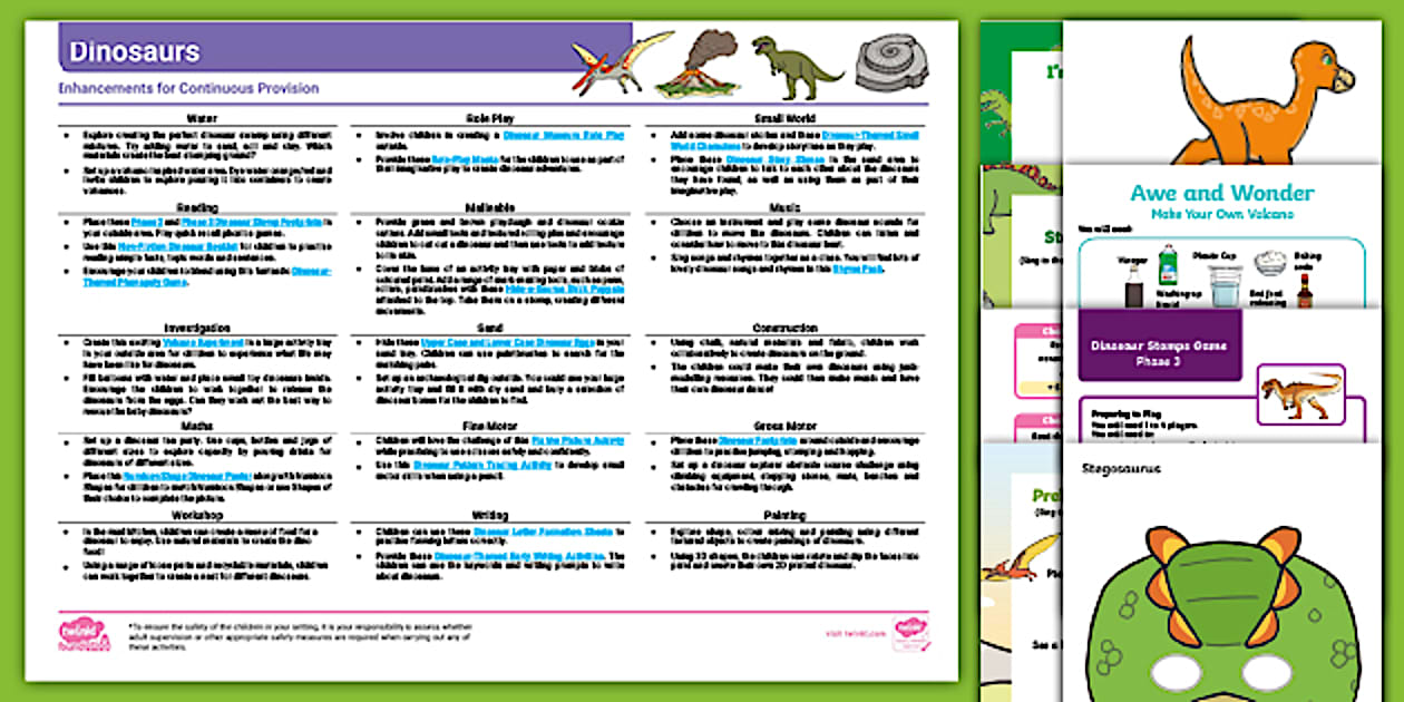 Dinosaurs Provision Planning and Resource Pack (Reception)