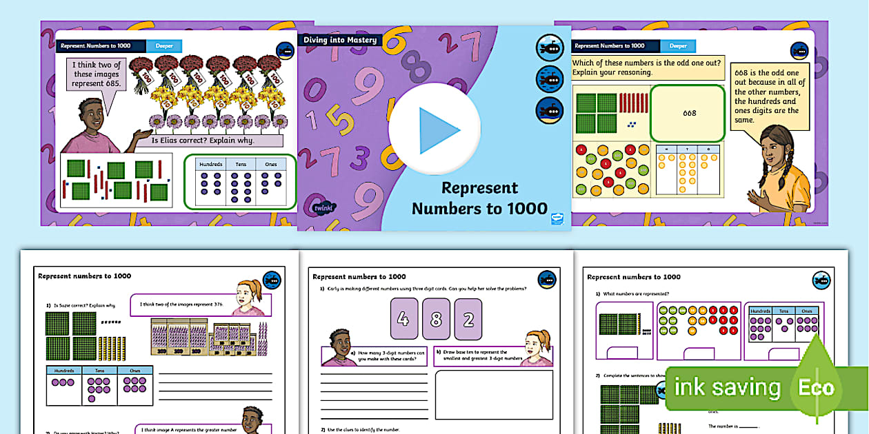 Black and White Year 4 Diving into Mastery: Step 1 Represent Numbers to ...