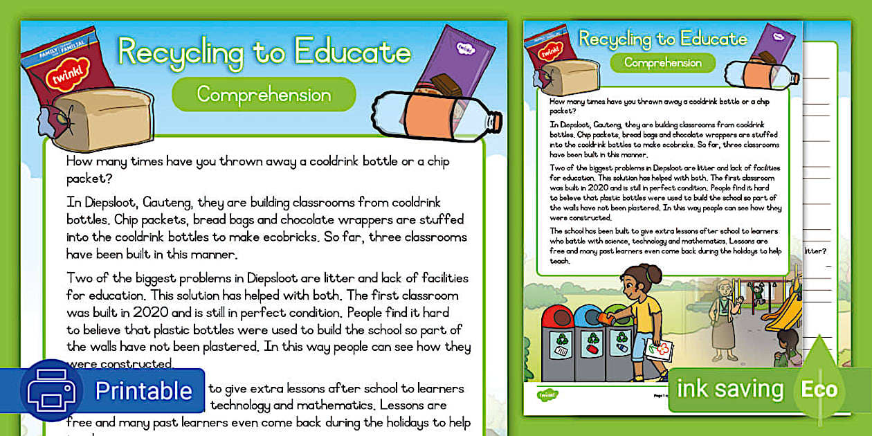 Recycling to Educate - Comprehension (teacher made) - Twinkl