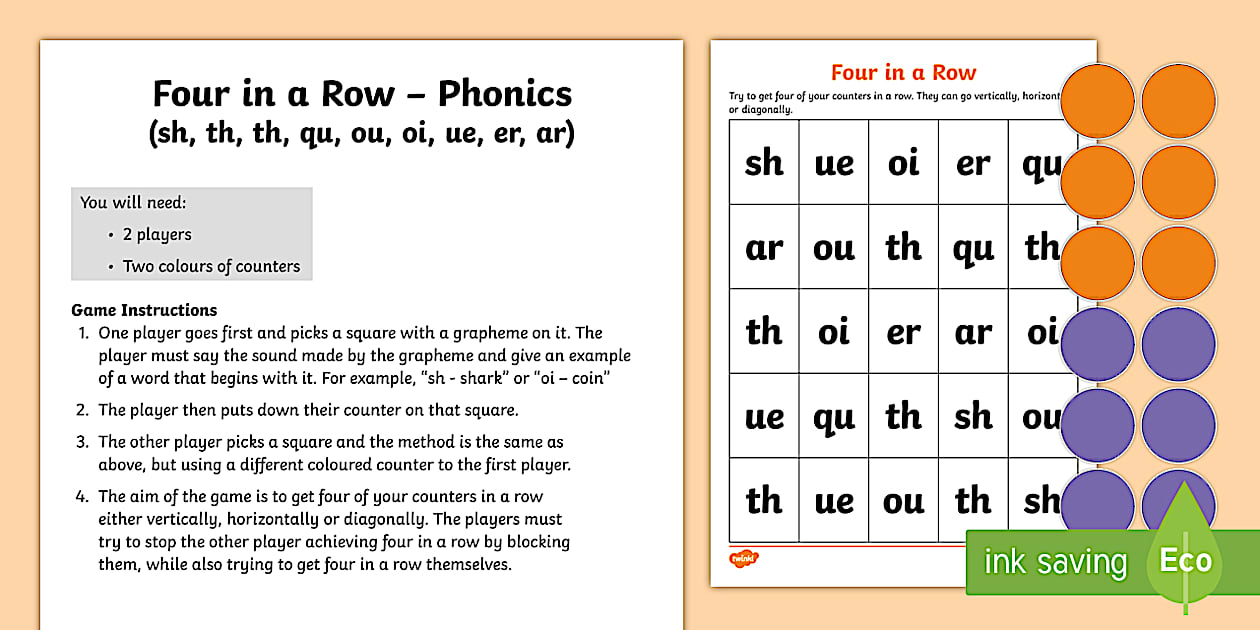 Four in a Row Phonics (Set 4) Game (professor feito)