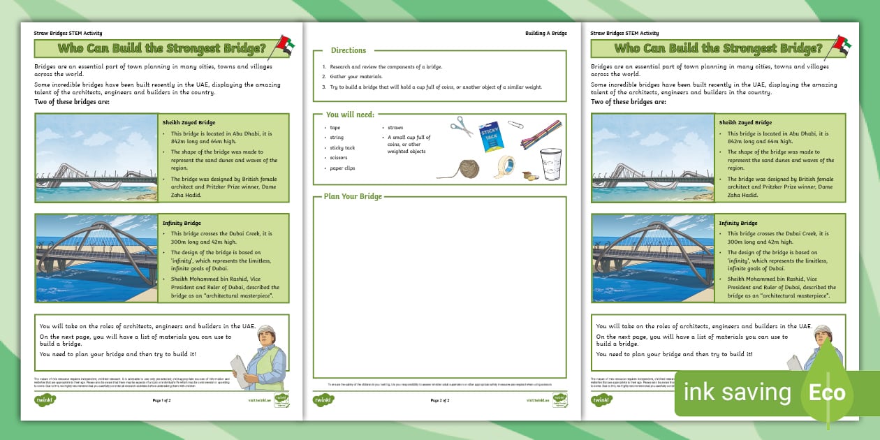 UAE STEM Building Bridges - Upper Primary - Twinkl