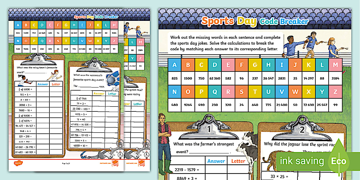 👉 Year 6 Sports Day Code Breaker Activity - Twinkl - Maths