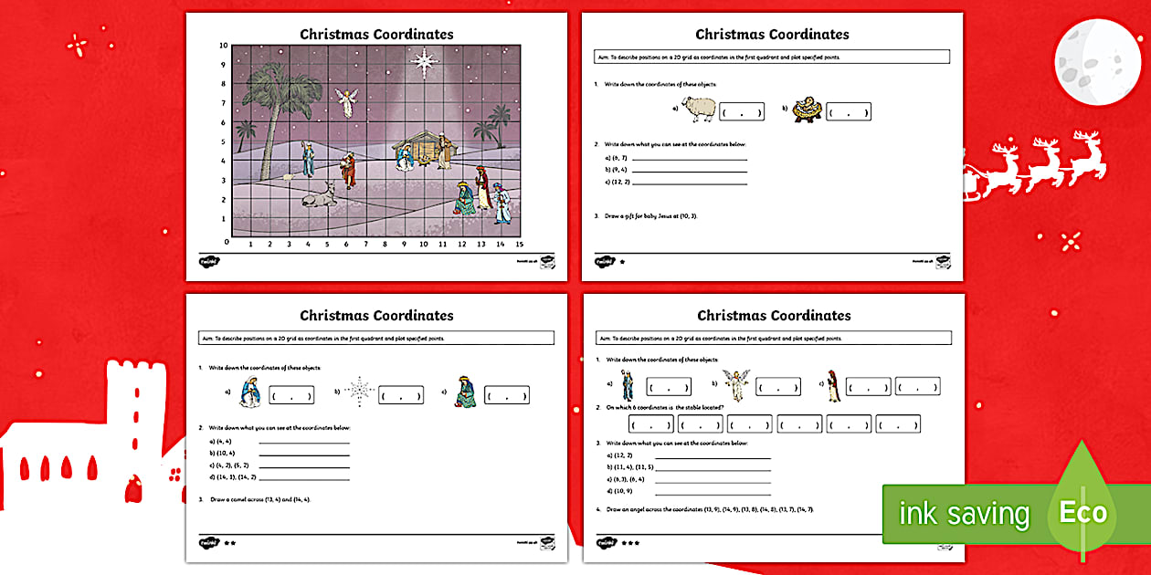 Christmas Coordinates Activity (Hecho por educadores)