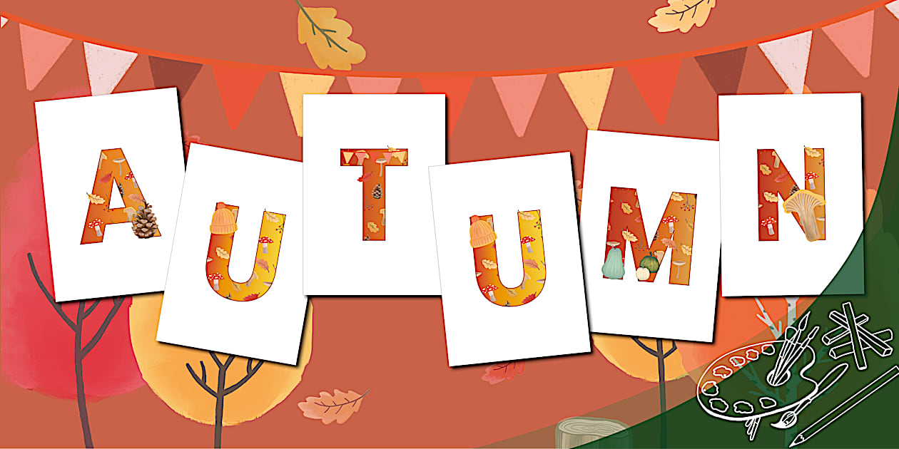 Upper Case Alphabet Autumn Icons Illustrated Letters Posters