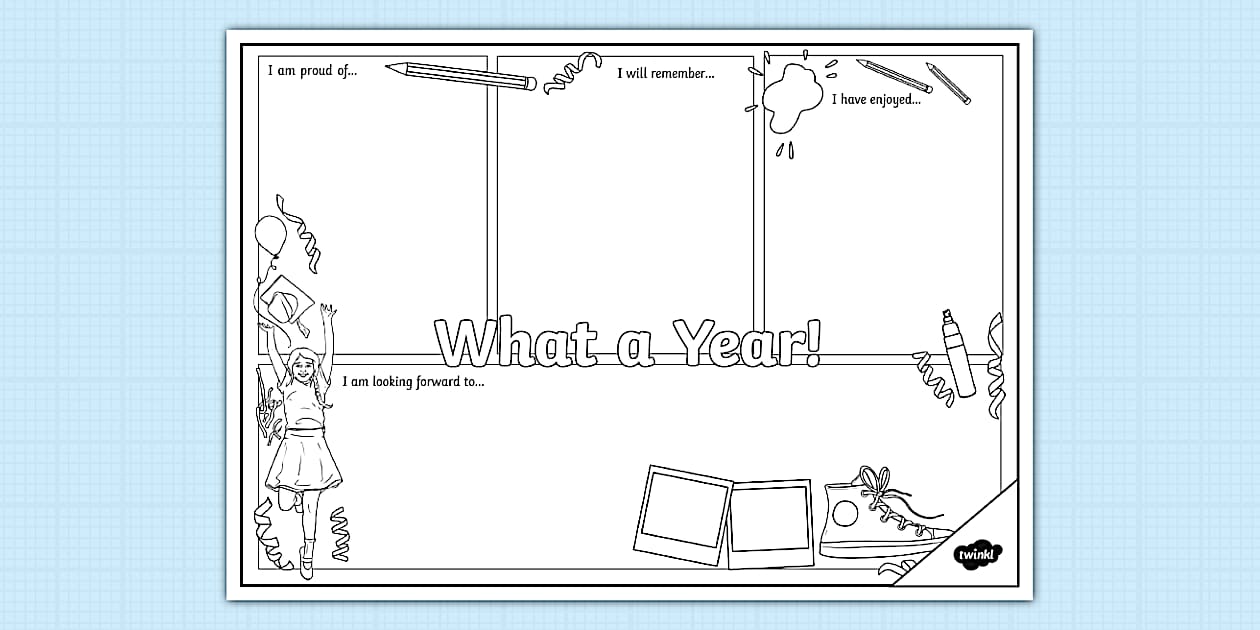End of Year Reflection Doodle Colouring Page (Teacher-Made)