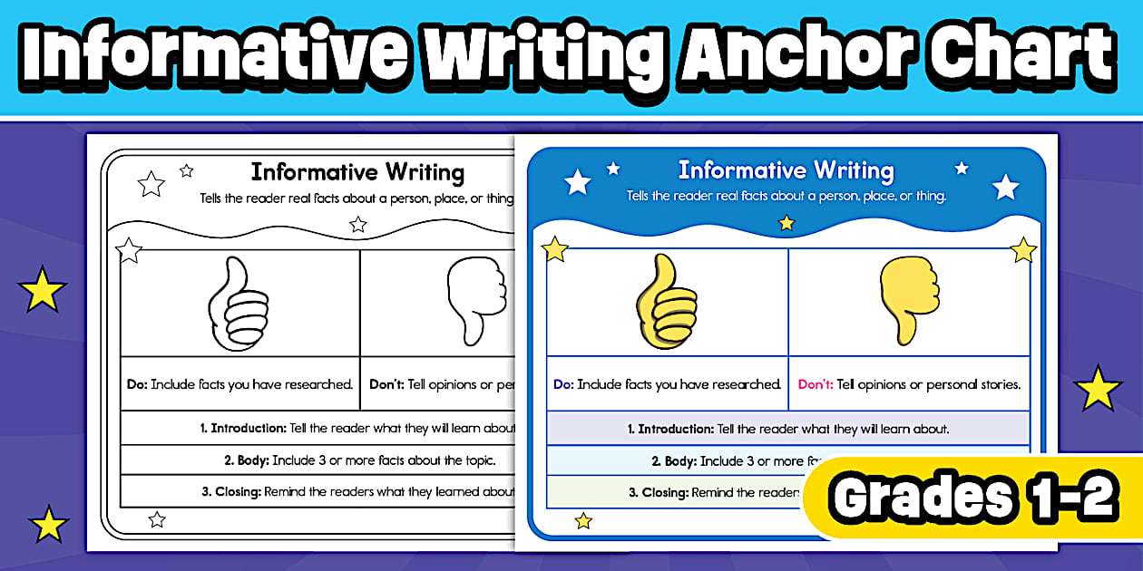 Informative Writing Anchor Chart for 1st-2nd Grade - Twinkl