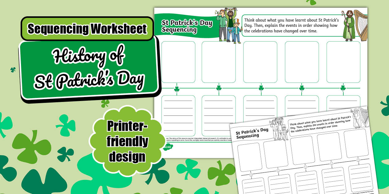 History of St Patrick's Day Sequencing Worksheet