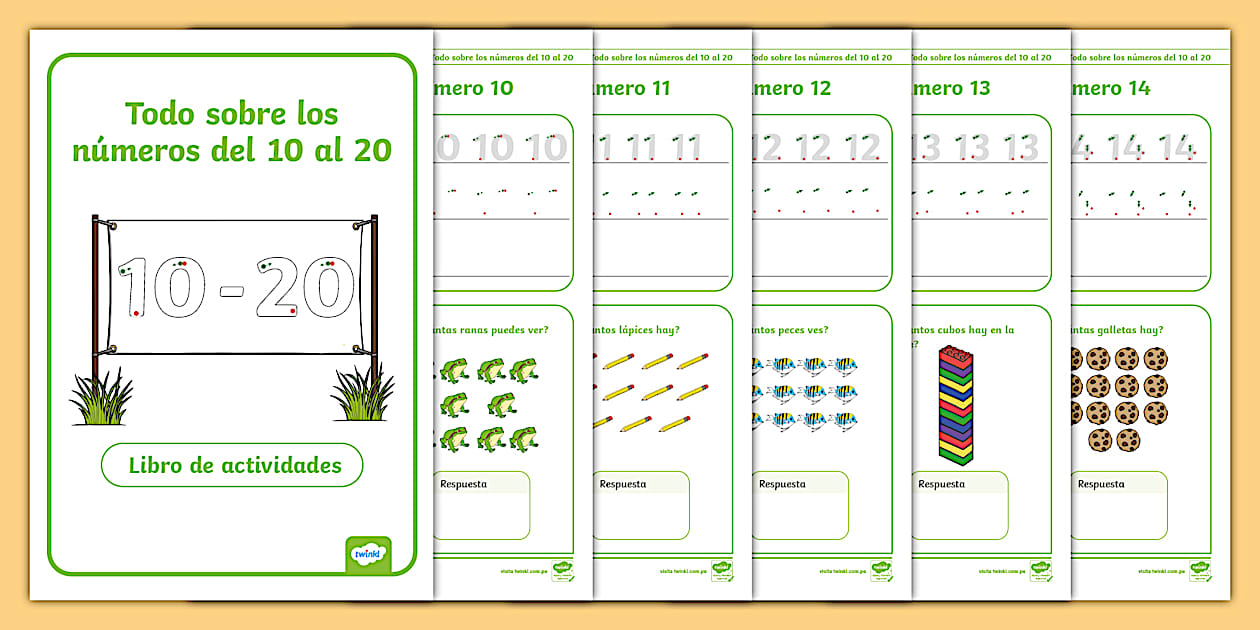 Libro de actividades: números del 10 al 20 | Twinkl