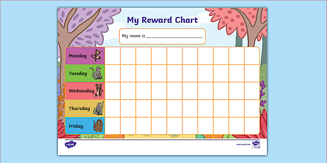 Monkey Reward Chart (teacher made) - Twinkl