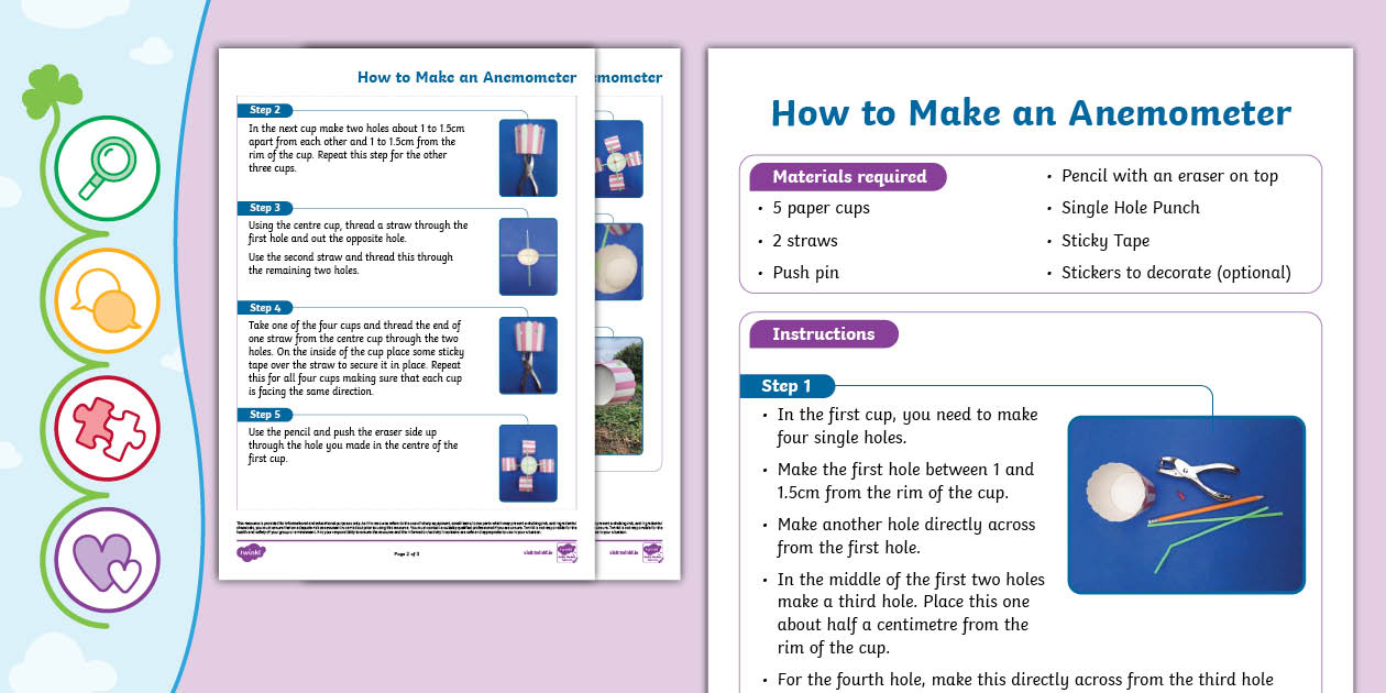 Anemometer Craft Instructions (Teacher-Made) - Twinkl