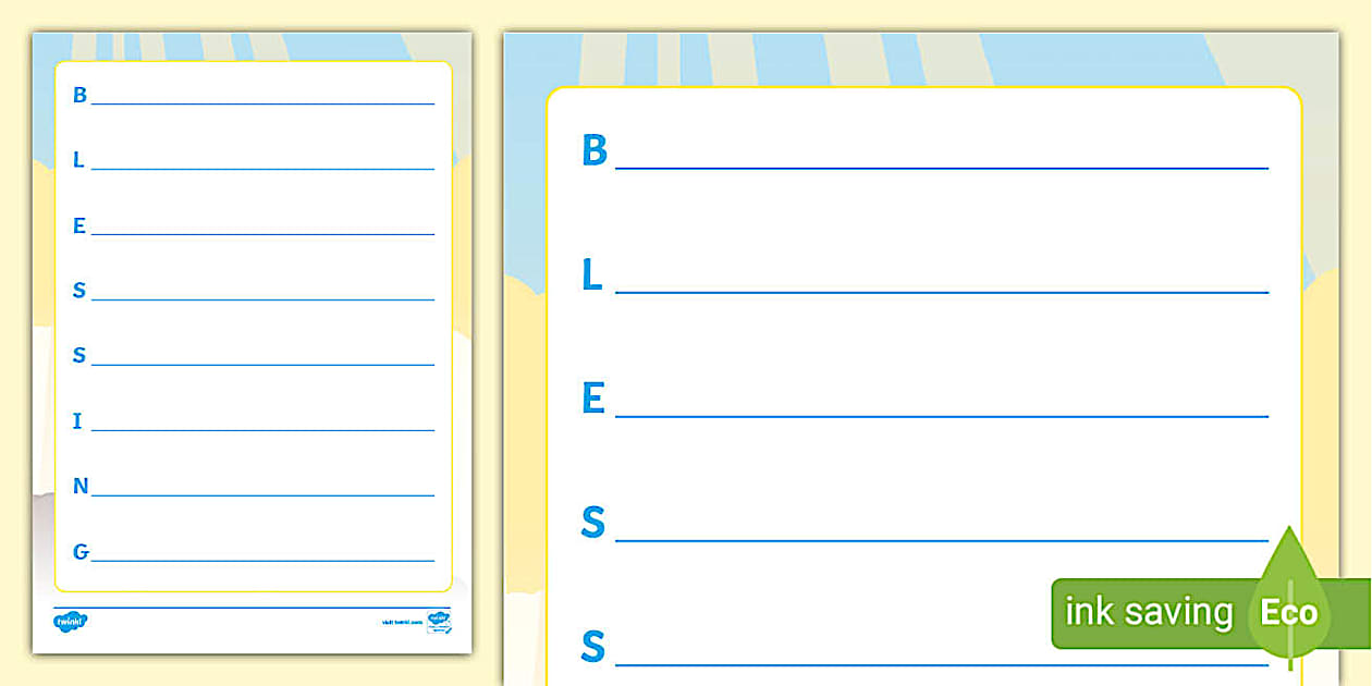 Blessing Acrostic Poem Template (Teacher-Made) - Twinkl