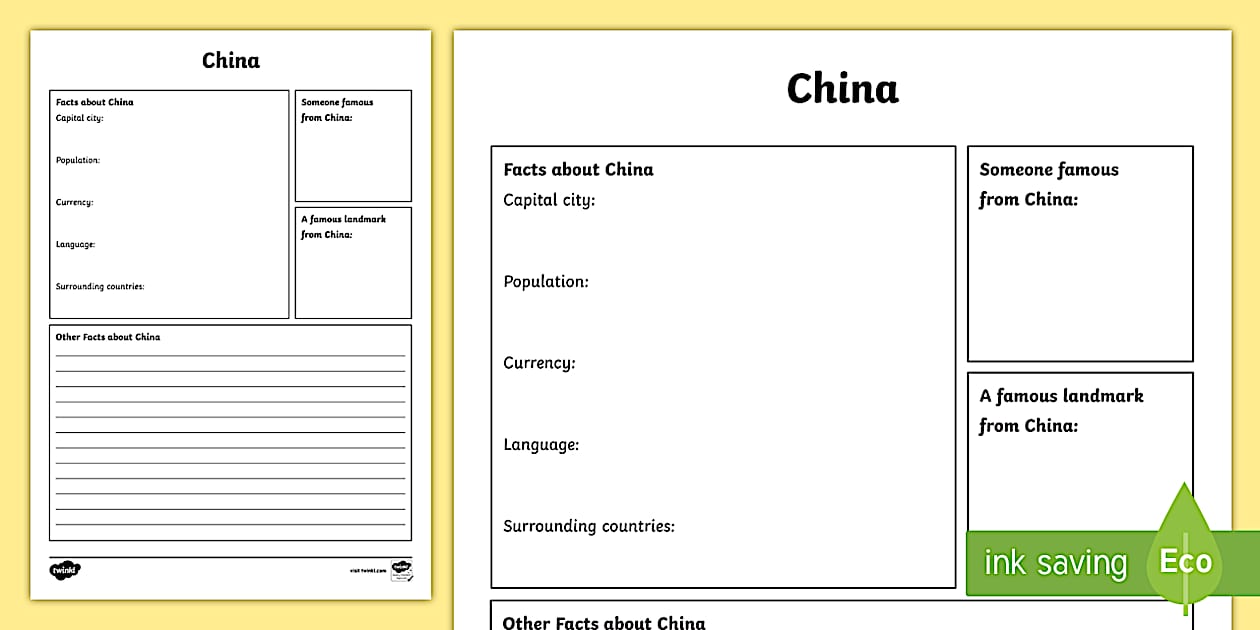 China Fact Sheet Writing Template (teacher made) - Twinkl